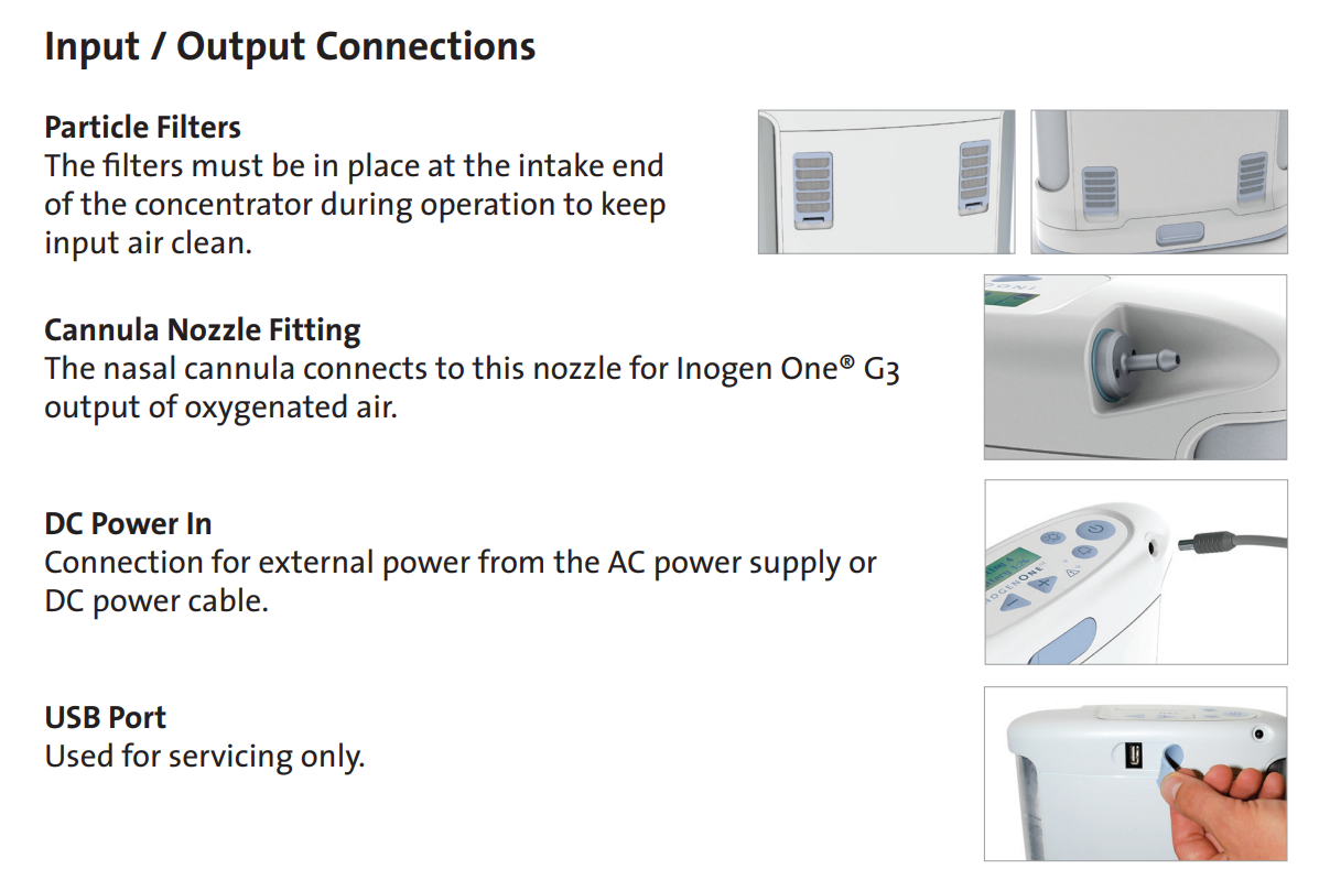 What is the USB port on the oxygen concentrator used for? - BENONI